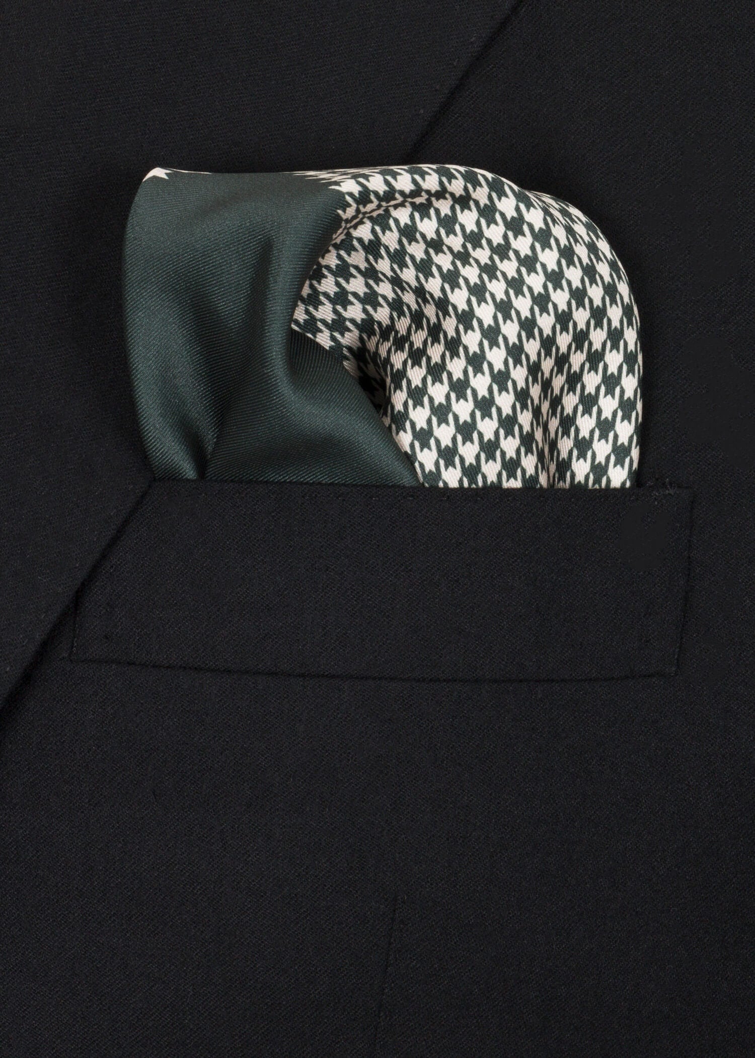 Dark Green White Pocket Square