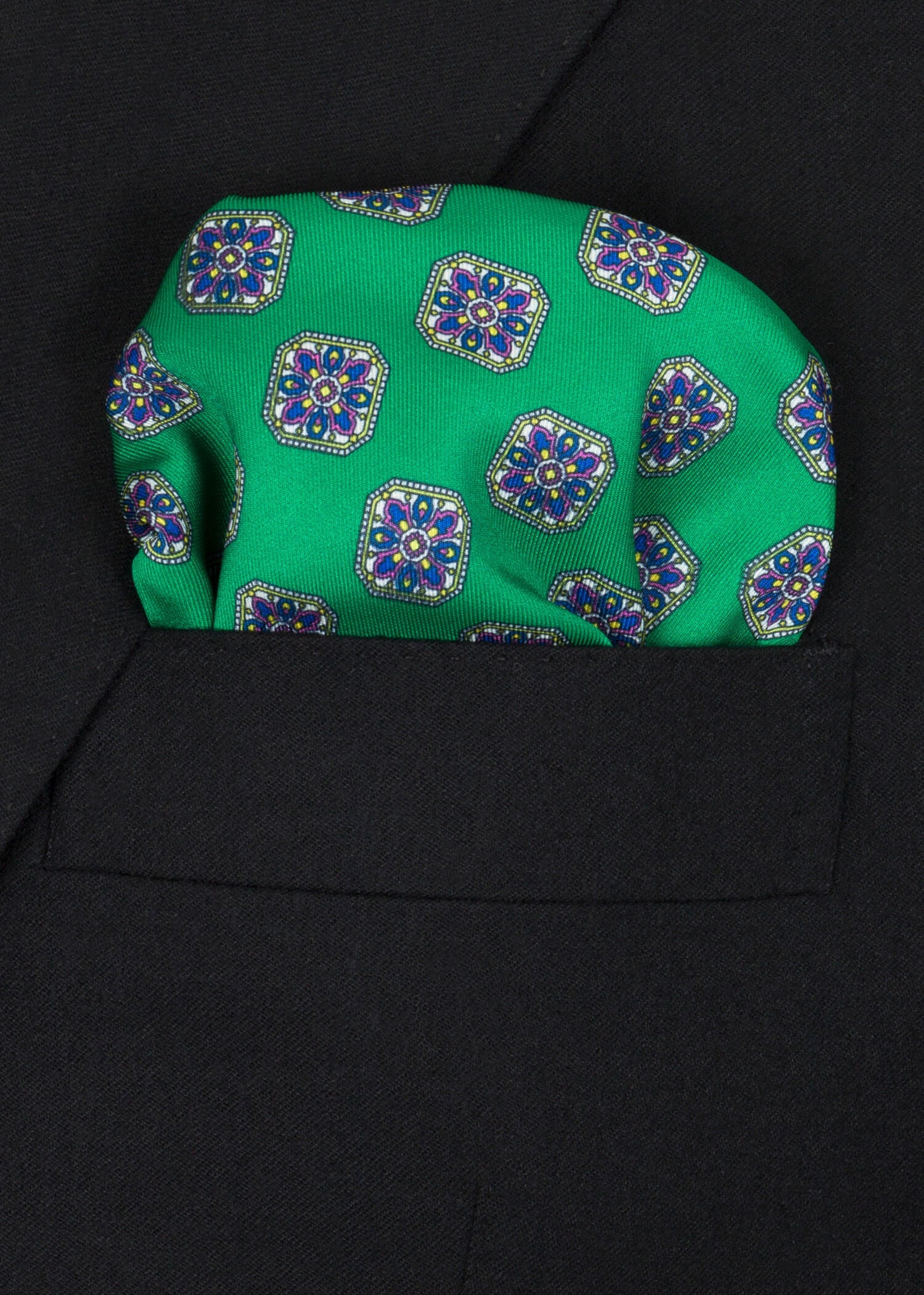 Green Yellow Blue Pocket Square