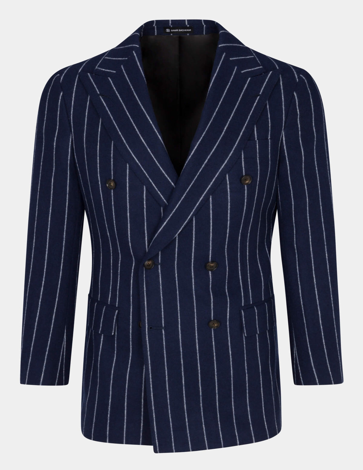Navy White Stripe Double Breasted Suit